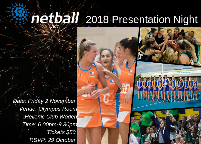 Tickets for Netball ACT 2018 Presentation Night in Phillip from Ticketbooth