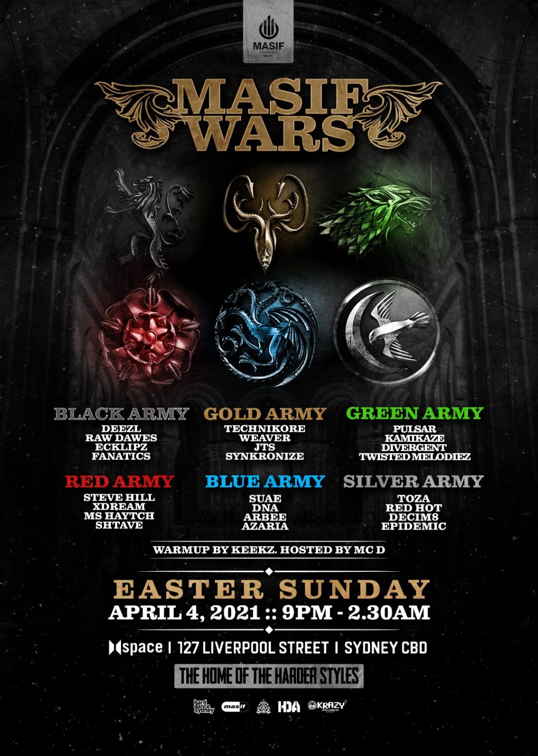 Tickets for MASIF WARS 4/4/21 in Sydney from Ticketbooth