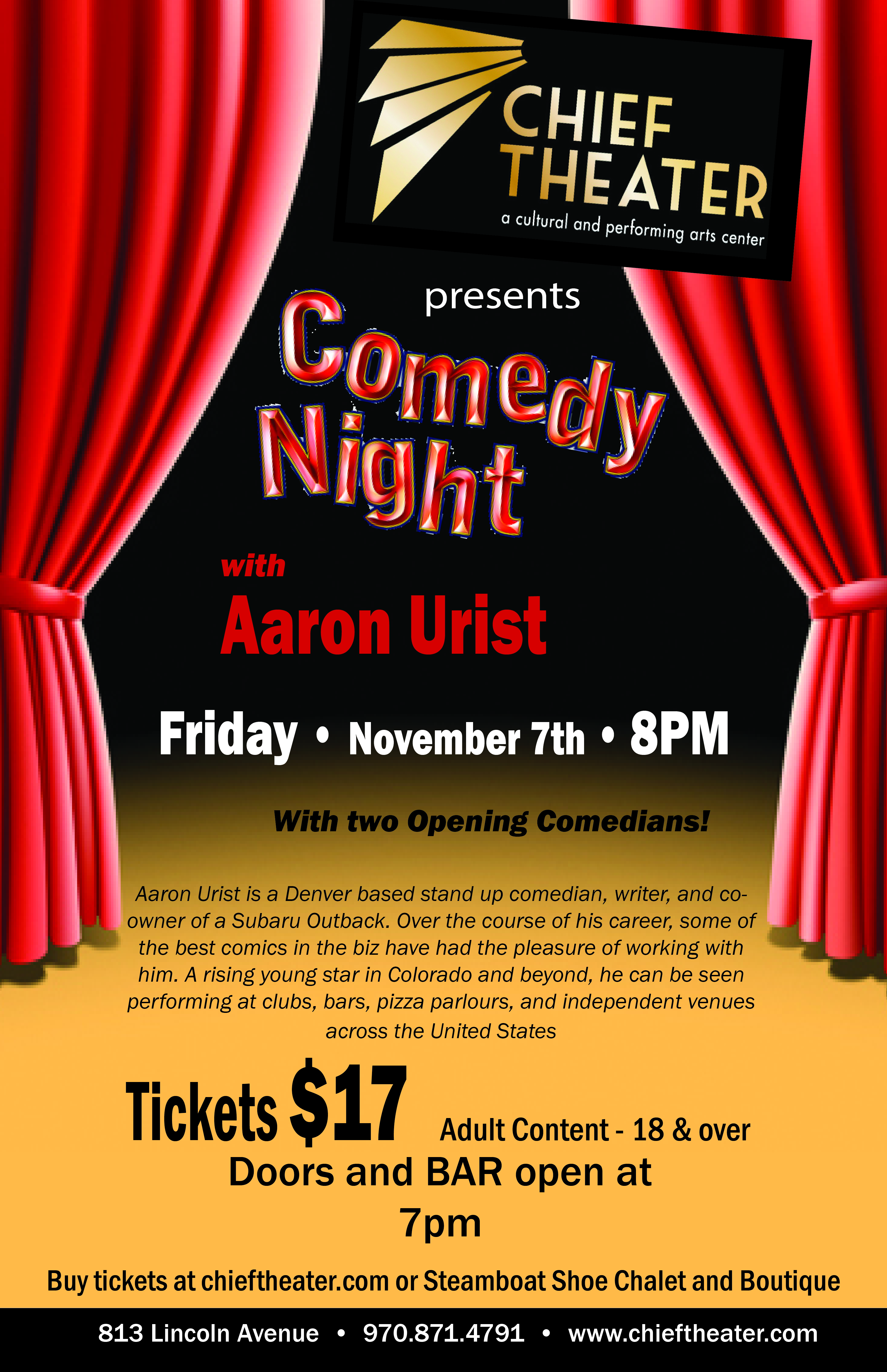Tickets for Stand Up Comedy-Featuring Aaron Urist in Steamboat Springs ...
