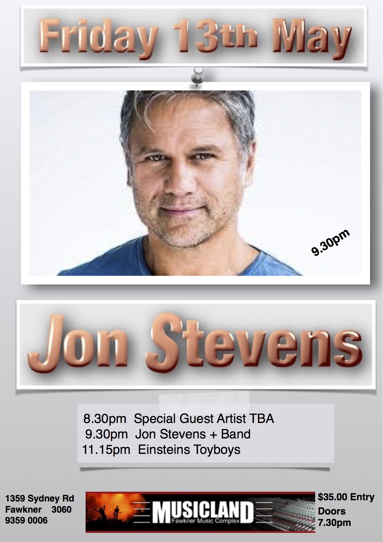 Tickets for JON STEVENS in Fawkner from Ticketbooth