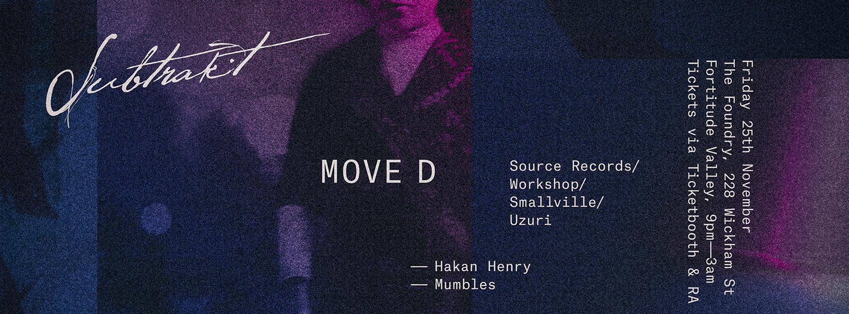 Tickets for Subtrakt presents Move D in Fortitude Valley from Ticketbooth