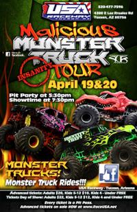 Tickets for MALICIOUS MONSTER TRUCKS AT USA RACEWAY in TUCSON from ShowClix
