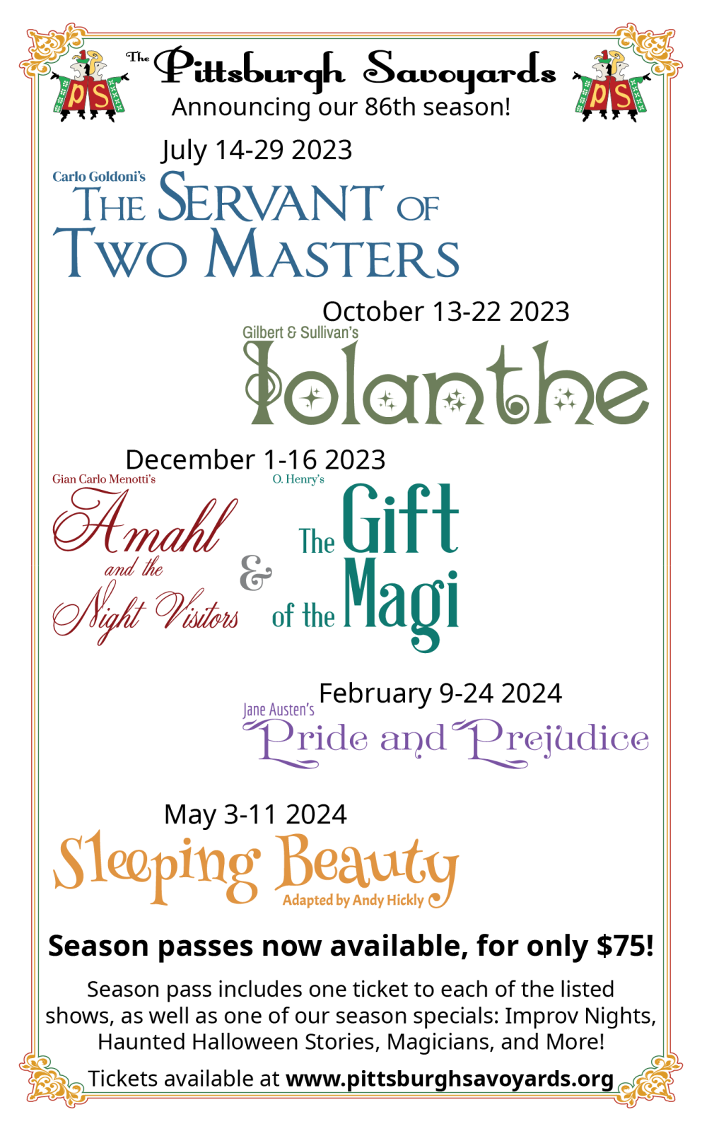 Tickets for Pittsburgh Savoyards 86th Season Pass in Bellevue from ShowClix