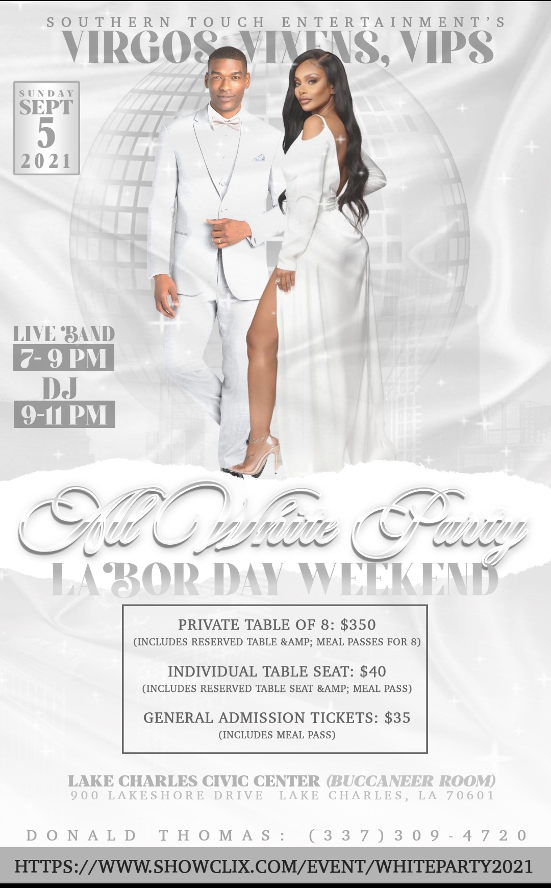 Tickets for Virgos, Vixens, and VIP's All White Party in Lake Charles ...