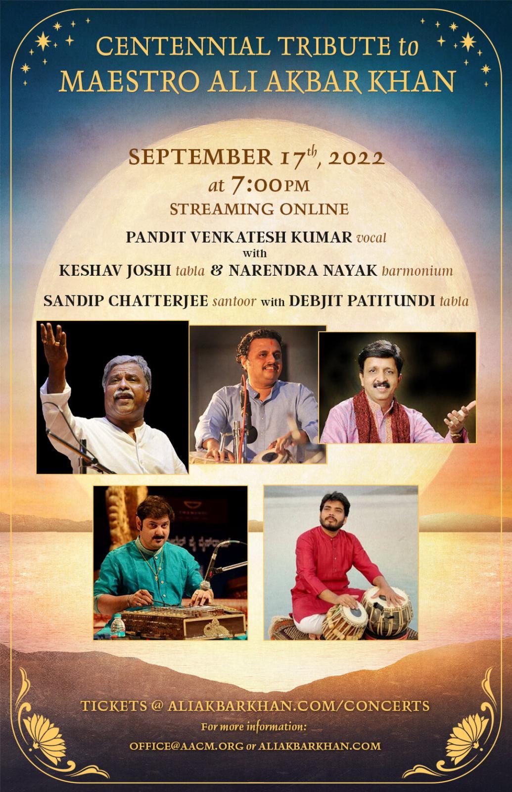 Tickets for Maestro Ali Akbar Khan's Centennial Concerts EDT from ...