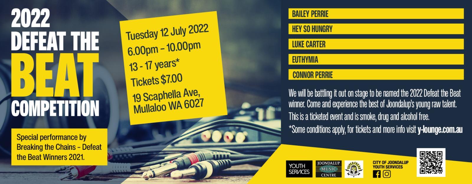 Tickets for Defeat the Beat 2022 in mullaloo from Ticketbooth