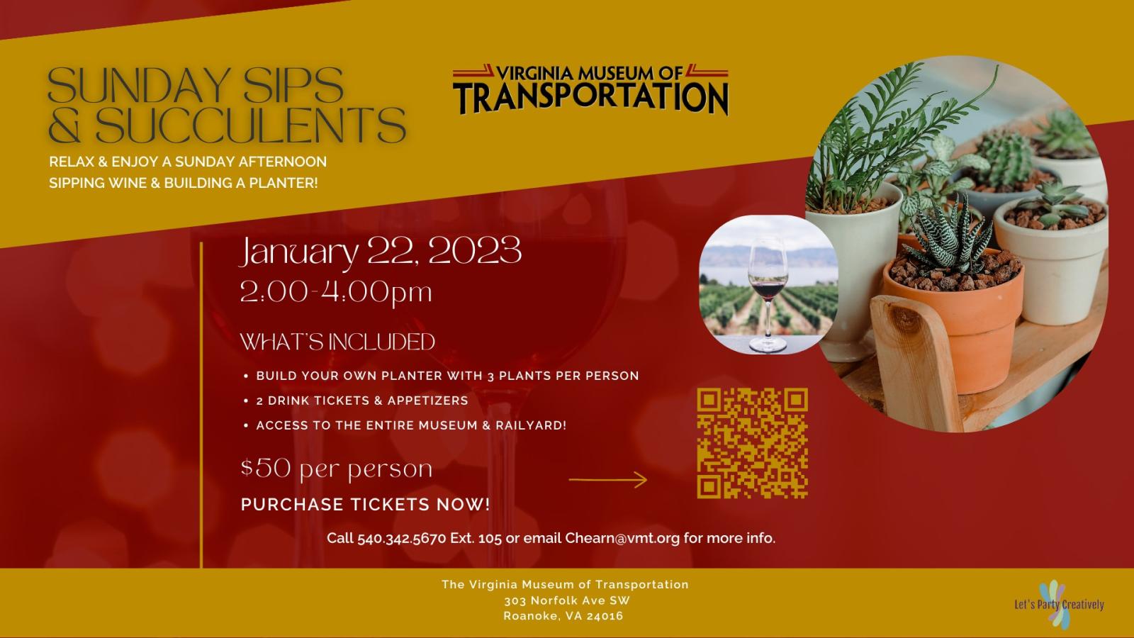 Tickets for Sunday Sips and Succulents! in Roanoke from ShowClix